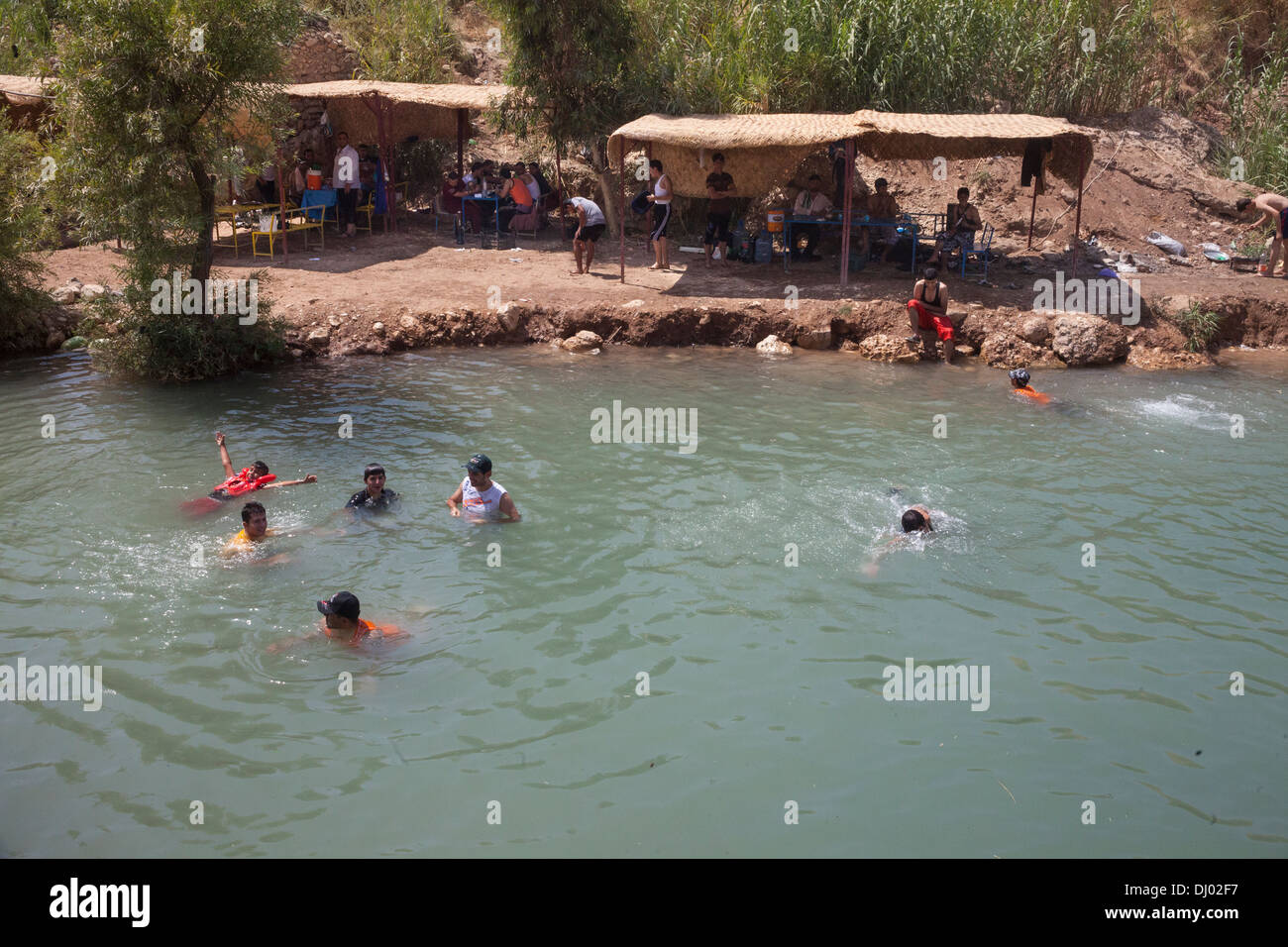 people swimming in a pond in northern iraq Stock Photo - Alamy