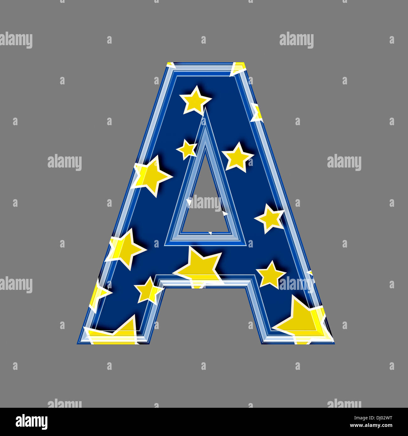 Three dimensional letter with star pattern - A Stock Photo - Alamy