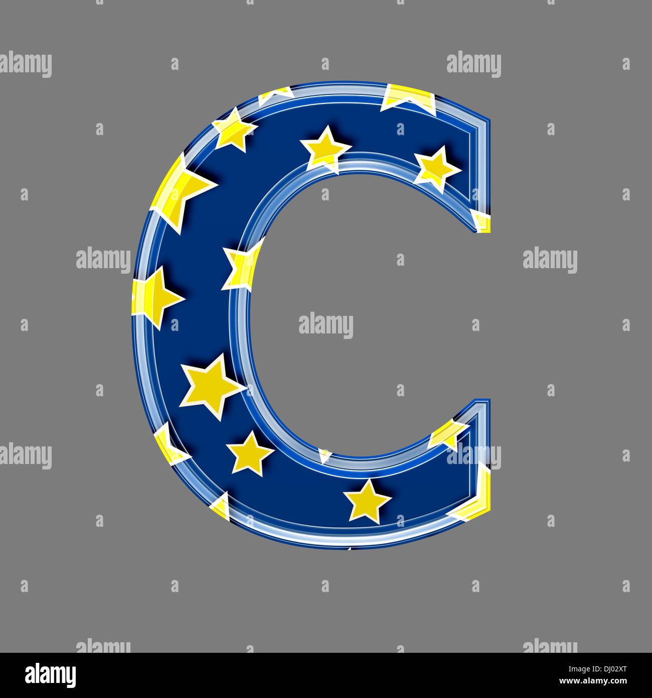 Three dimensional letter with star pattern - C Stock Photo - Alamy