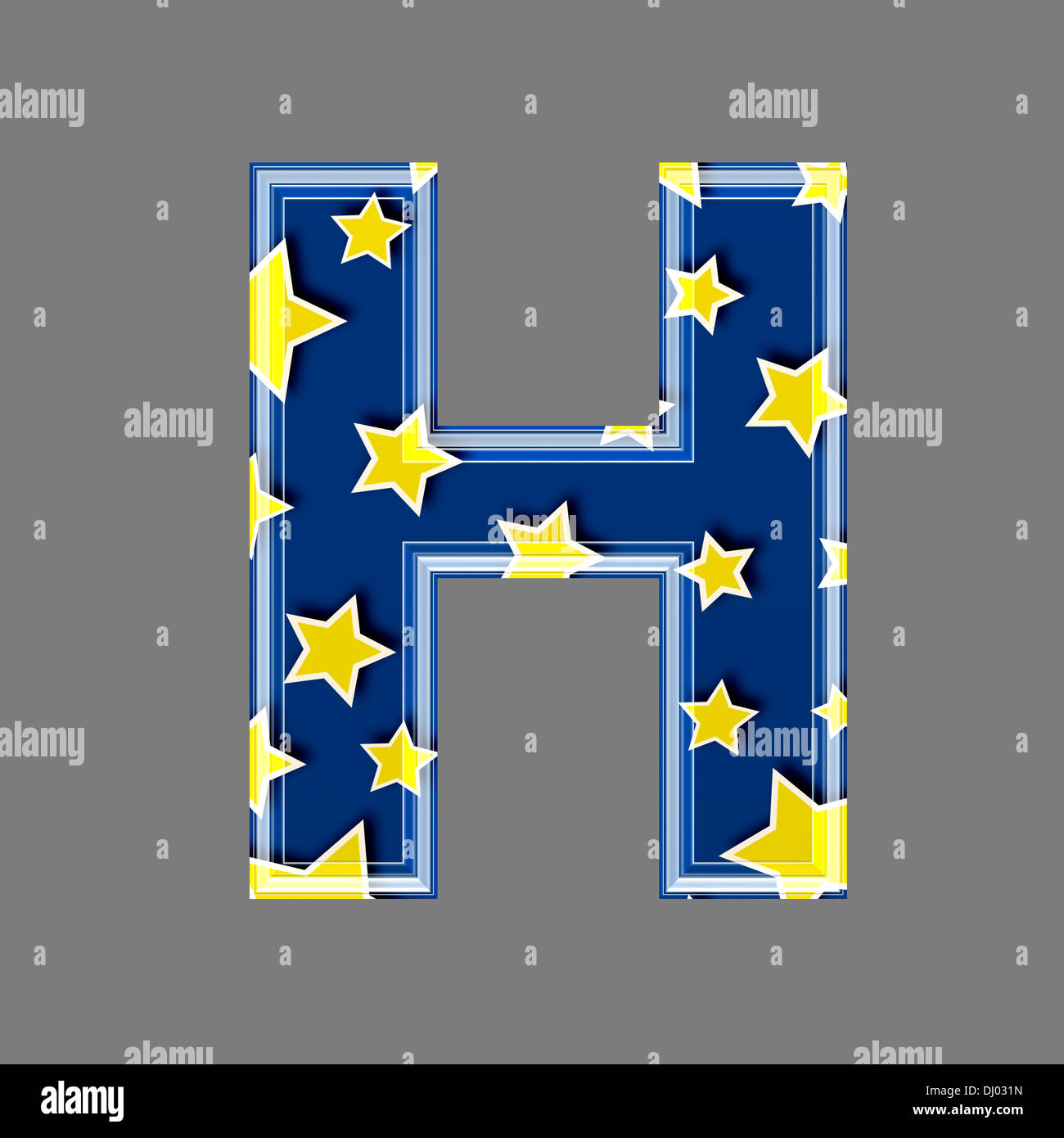 Three dimensional letter with star pattern - H Stock Photo - Alamy