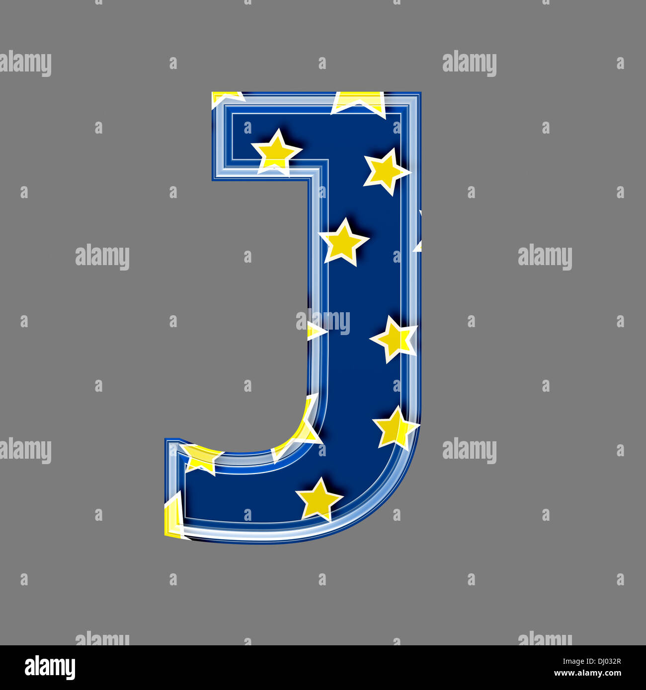Three dimensional letter with star pattern - J Stock Photo - Alamy