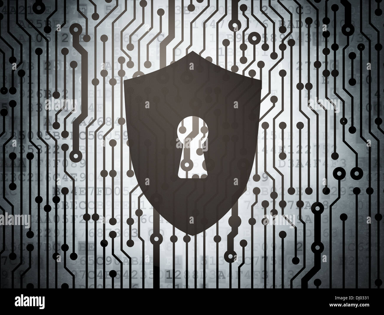Safety concept: circuit board with Shield Keyhole Stock Photo - Alamy