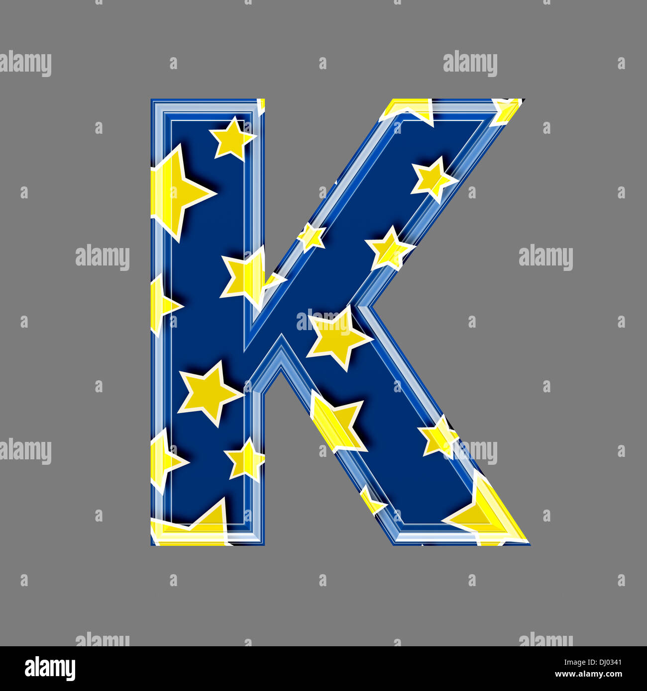 Three dimensional letter with star pattern - K Stock Photo - Alamy