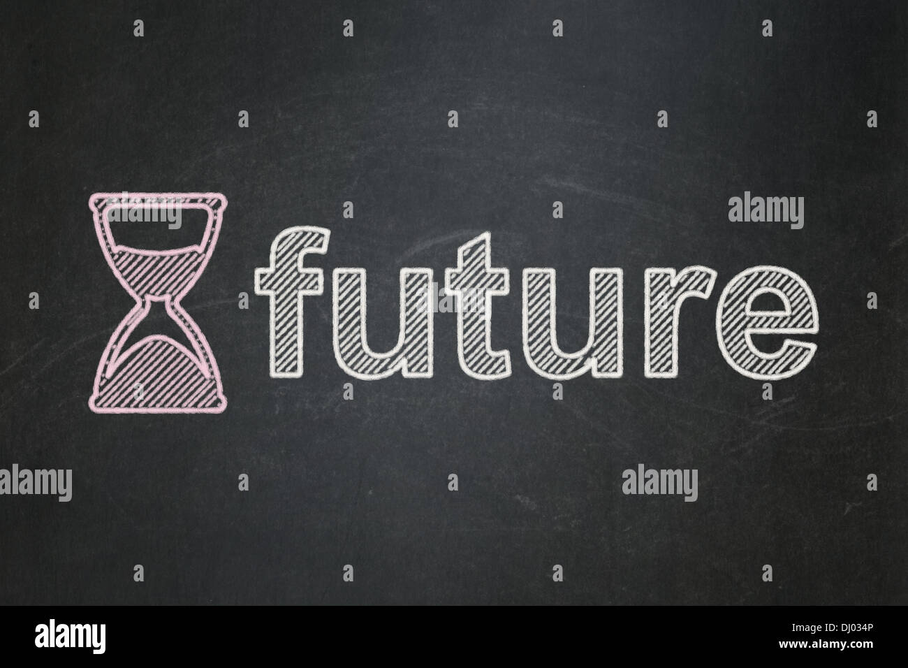 Timeline concept: Hourglass and Future on chalkboard background Stock ...
