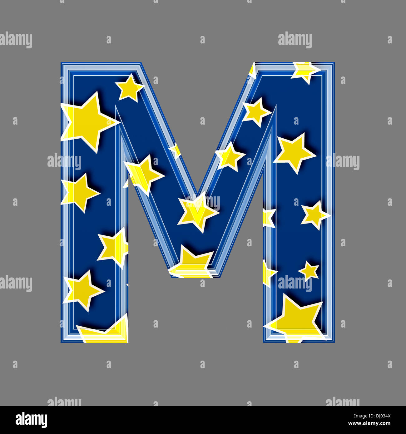 Three dimensional letter with star pattern - M Stock Photo - Alamy