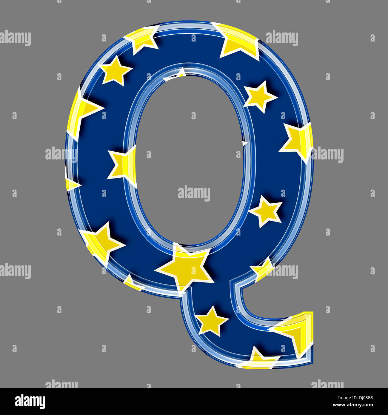 Three dimensional letter with star pattern - Q Stock Photo - Alamy