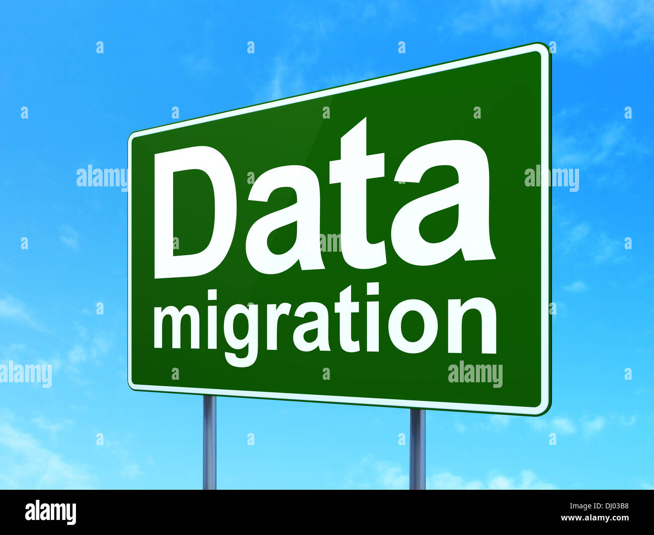 Data Migration on road sign background Stock Photo - Alamy