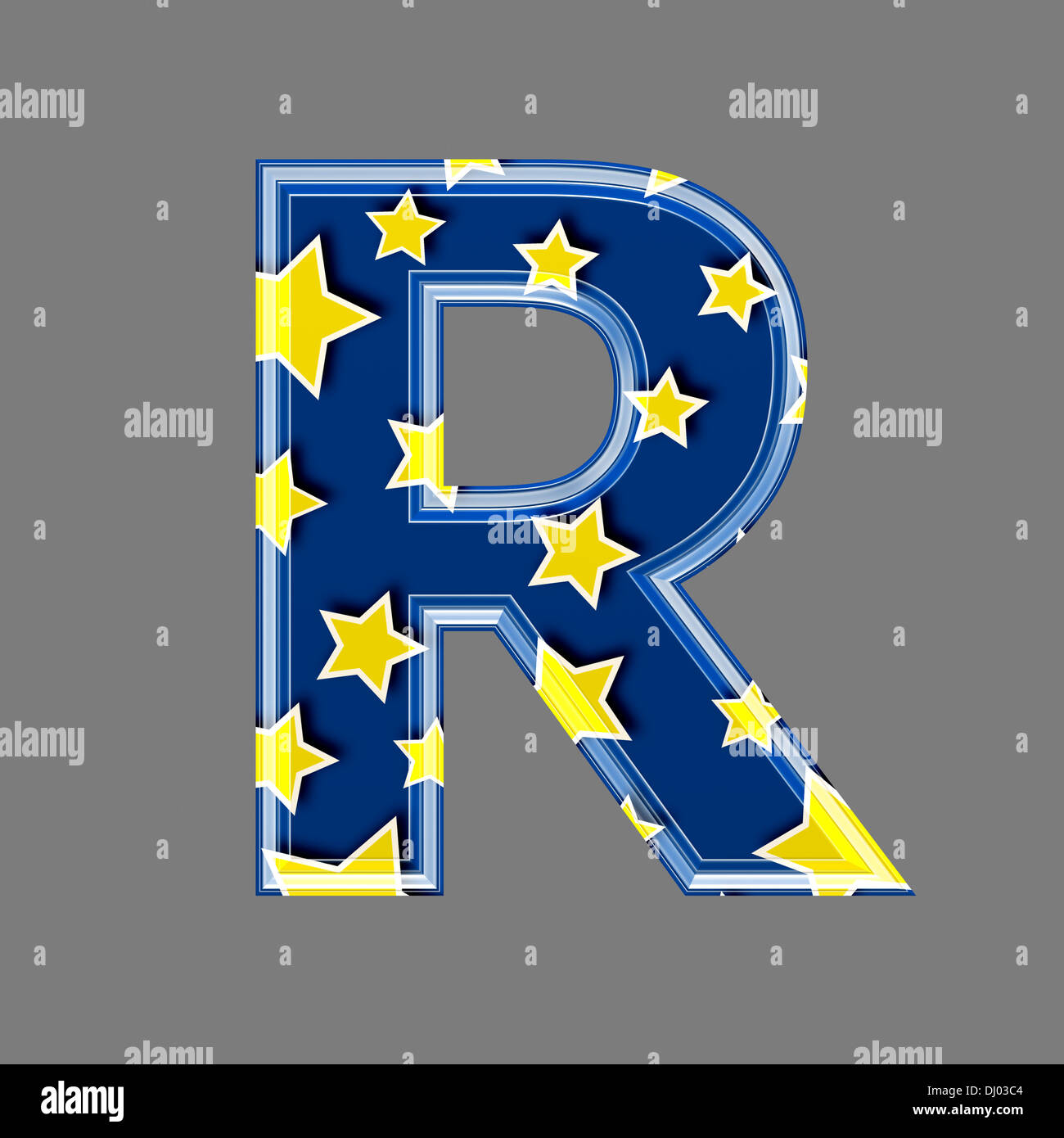 Three dimensional letter with star pattern - R Stock Photo - Alamy