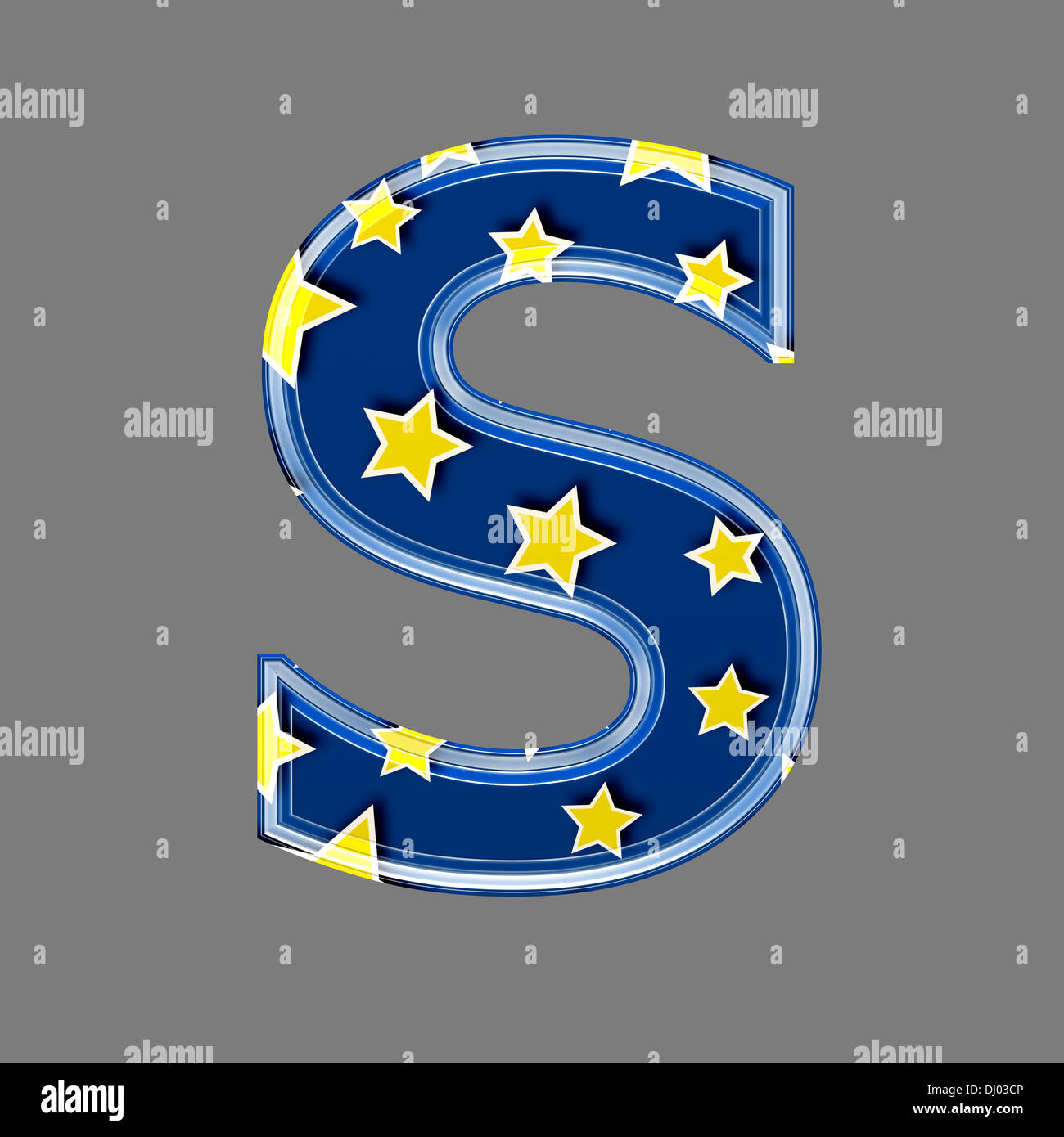 Three dimensional letter with star pattern - S Stock Photo - Alamy