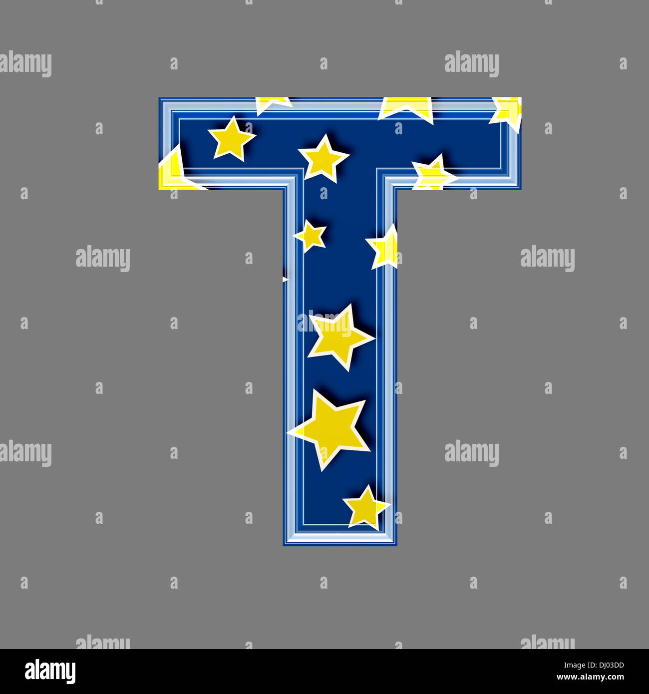 Three dimensional letter with star pattern - T Stock Photo - Alamy
