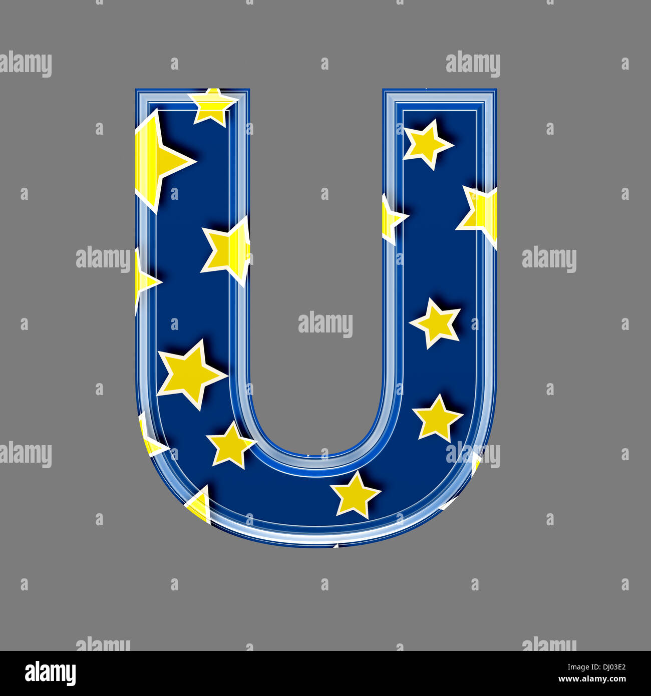 Three dimensional letter with star pattern - U Stock Photo - Alamy