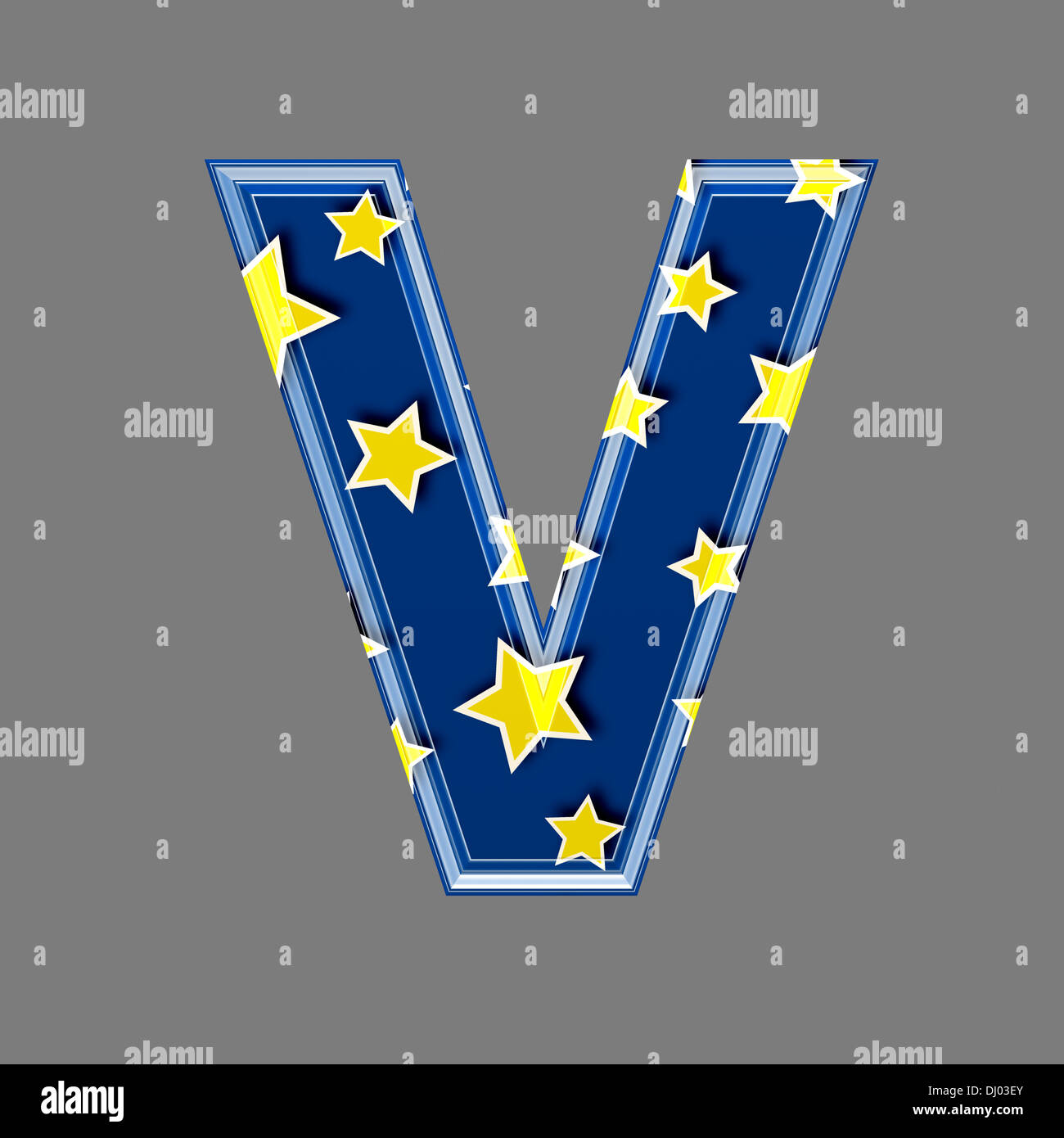 Three dimensional letter with star pattern - V Stock Photo - Alamy