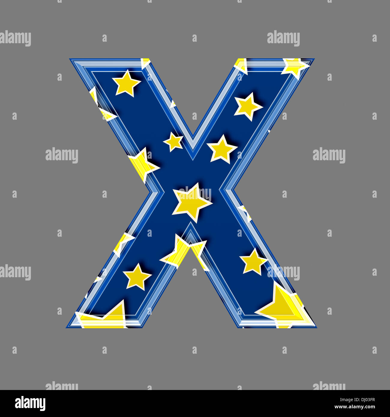 Three dimensional letter with star pattern - X Stock Photo - Alamy