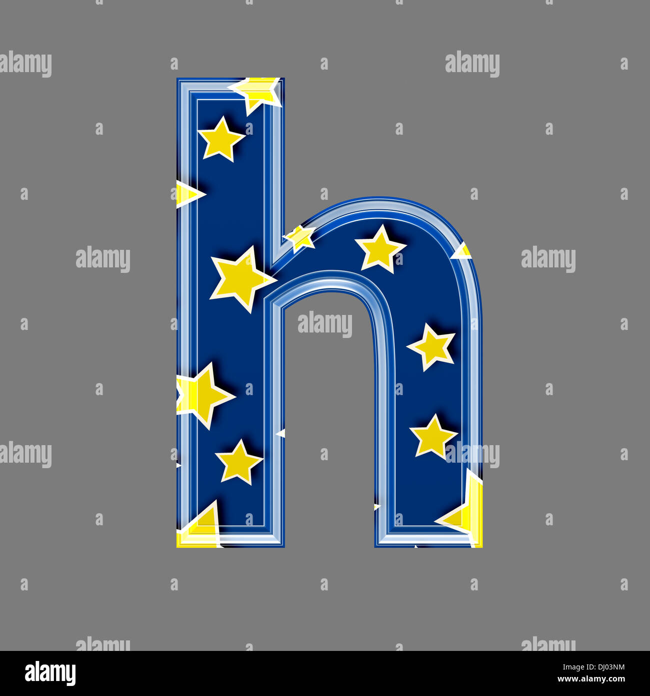 Three dimensional letter with star pattern - h Stock Photo - Alamy