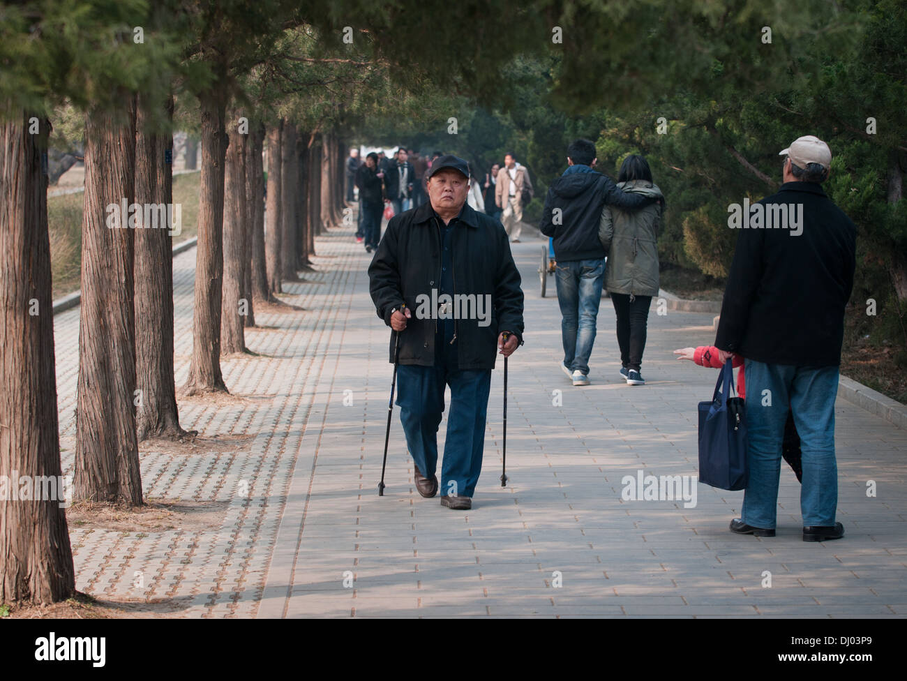Old chinese man walking stick hi-res stock photography and images - Alamy