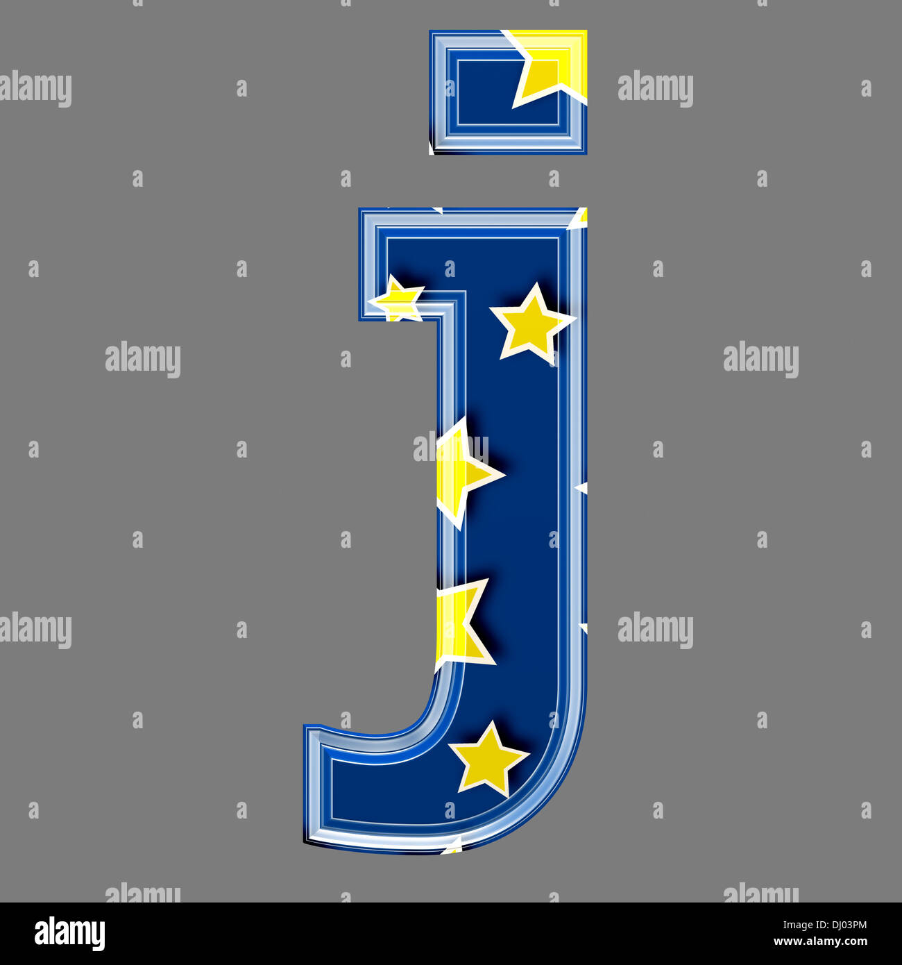 Three dimensional letter with star pattern - j Stock Photo - Alamy