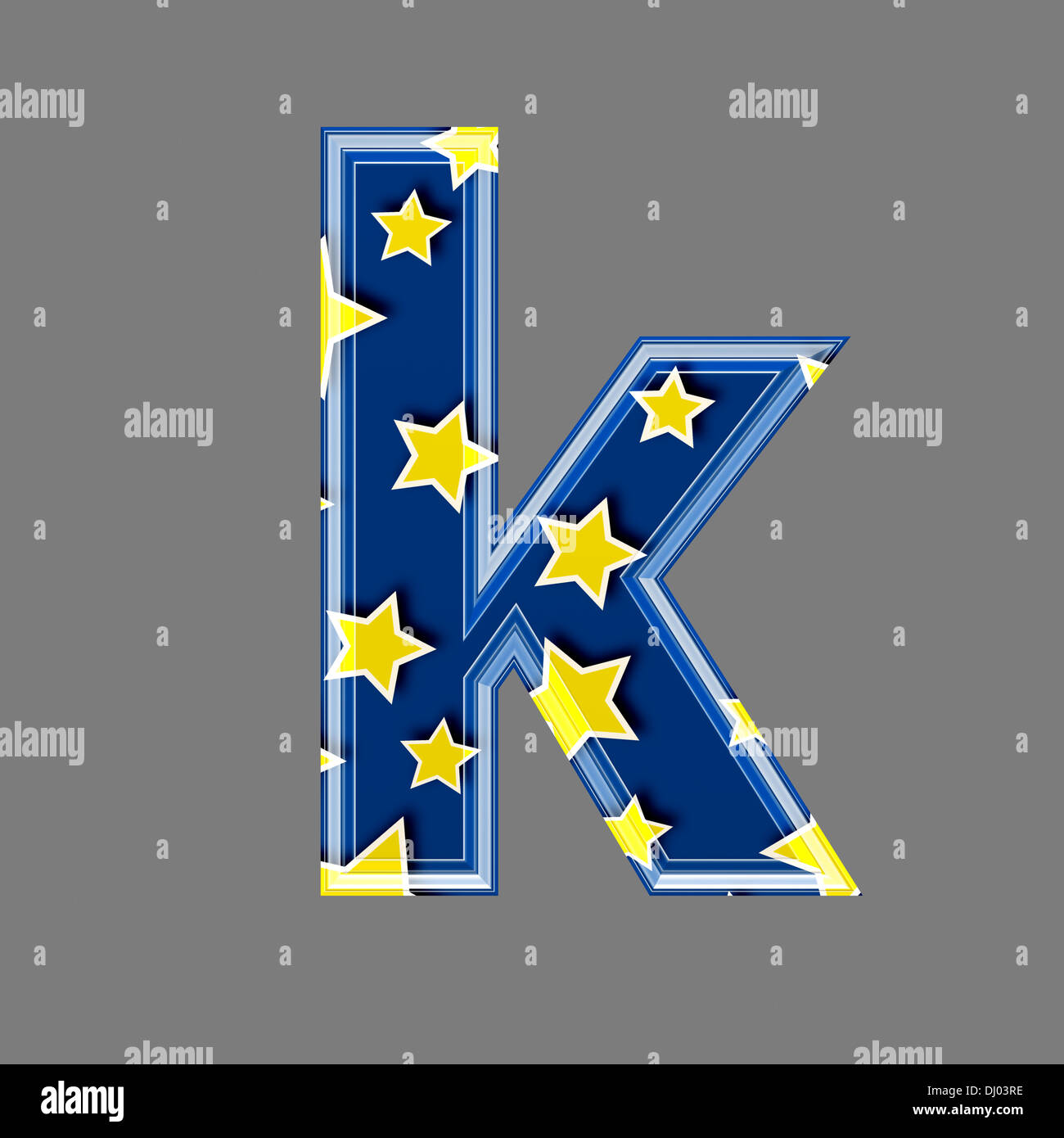 Three dimensional letter with star pattern - k Stock Photo - Alamy