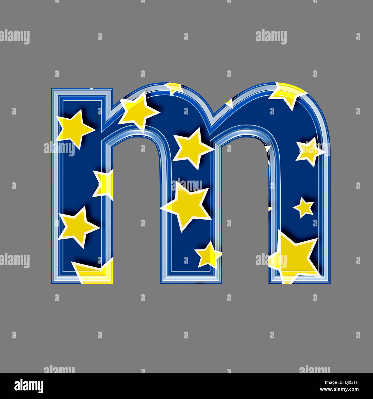 Three dimensional letter with star pattern - m Stock Photo - Alamy