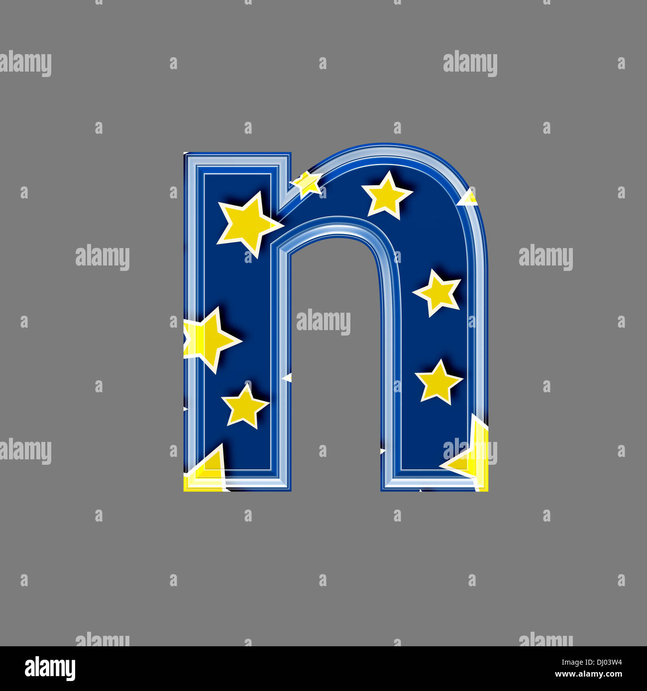 Three dimensional letter with star pattern - n Stock Photo - Alamy
