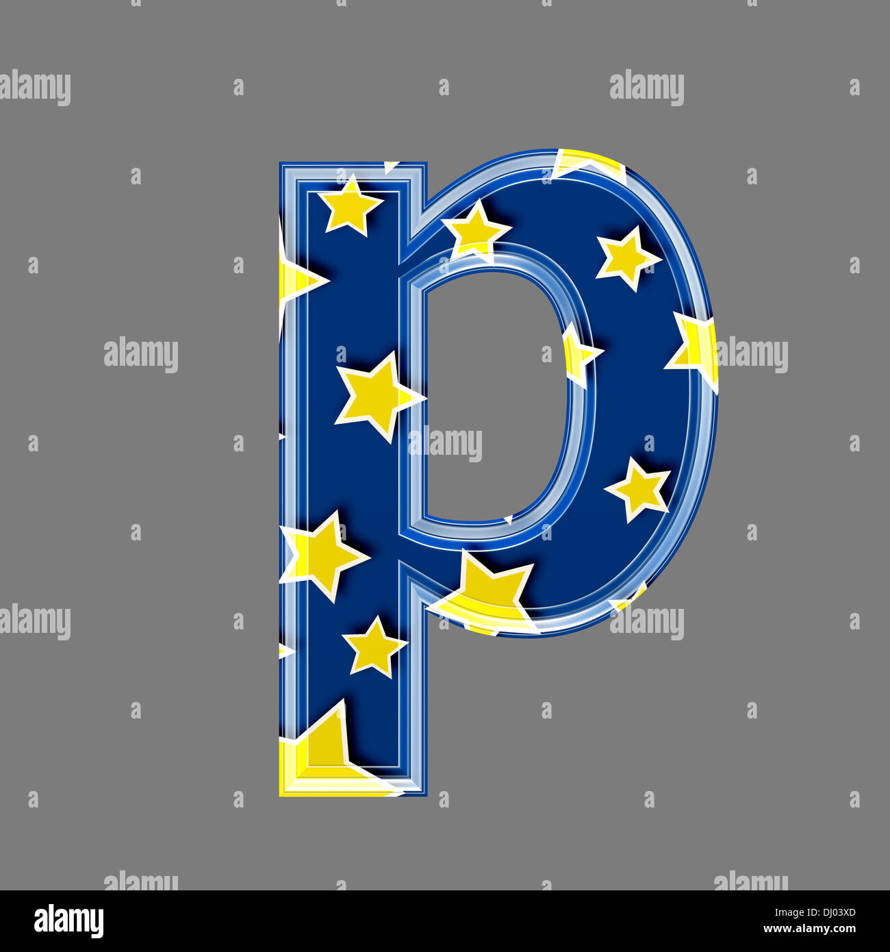 Three dimensional letter with star pattern - p Stock Photo - Alamy