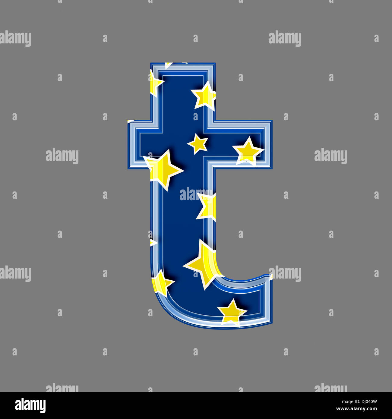 Three dimensional letter with star pattern - t Stock Photo - Alamy
