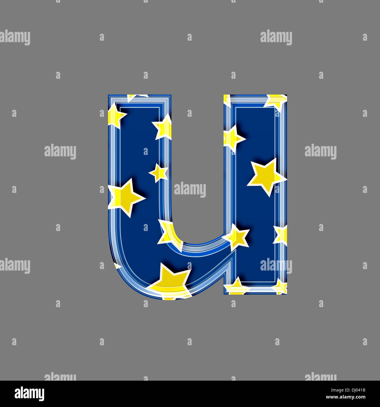 Three dimensional letter with star pattern - u Stock Photo - Alamy