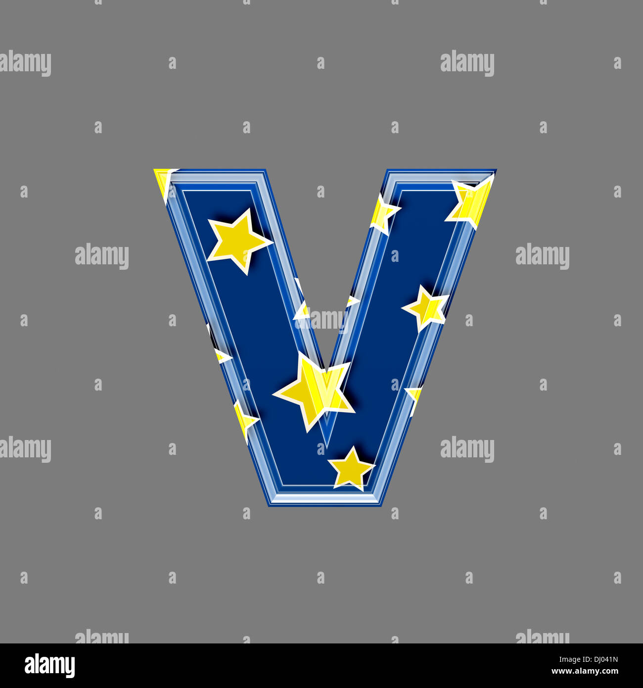 Three dimensional letter with star pattern - v Stock Photo - Alamy