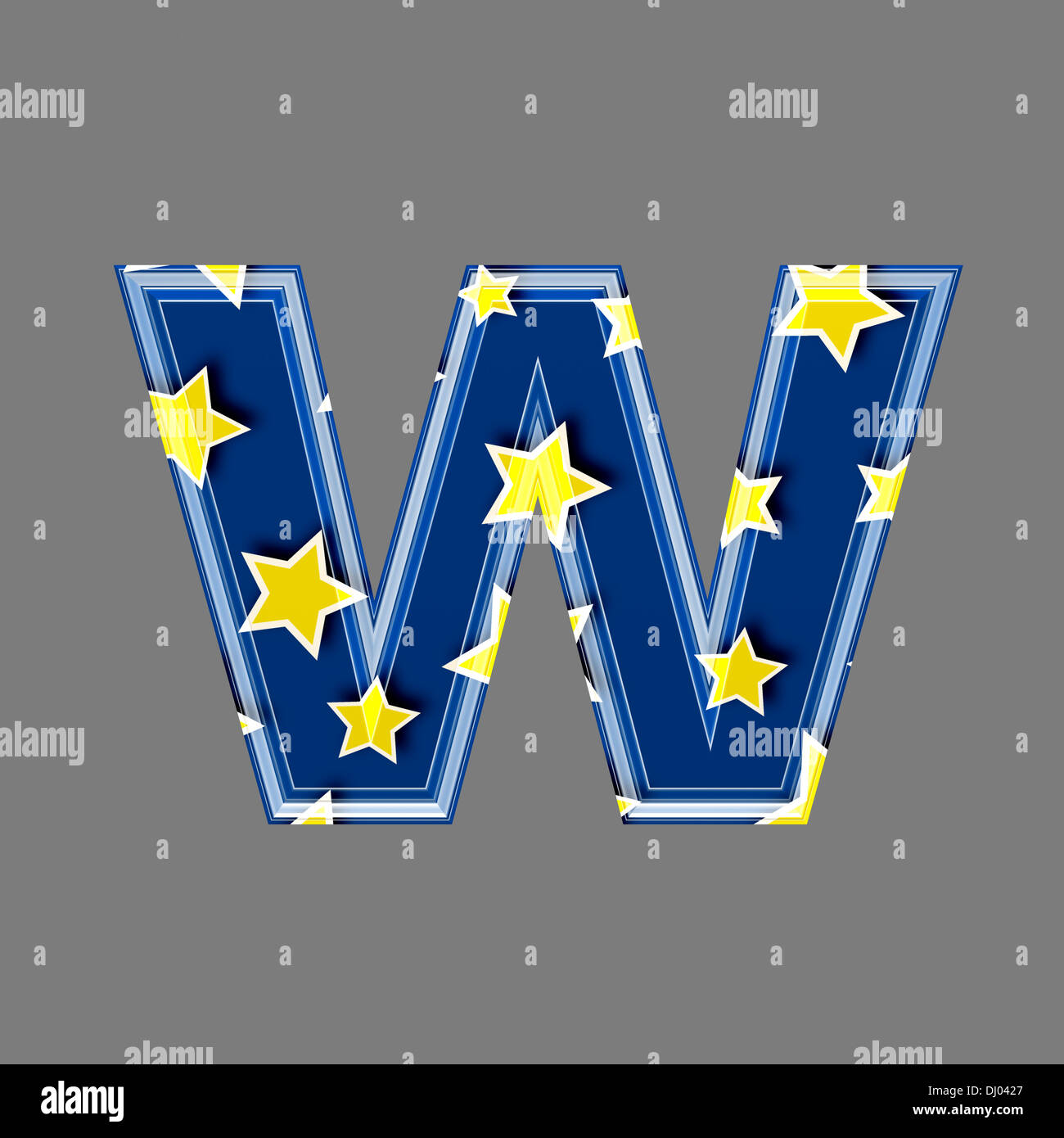 Three dimensional letter with star pattern - w Stock Photo - Alamy