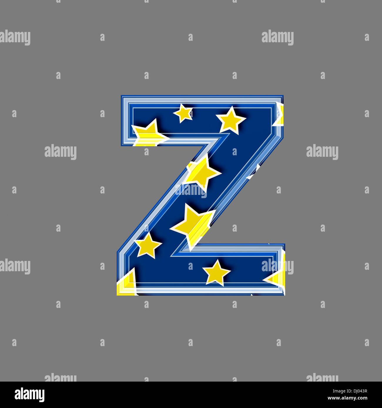Three dimensional letter with star pattern - z Stock Photo - Alamy