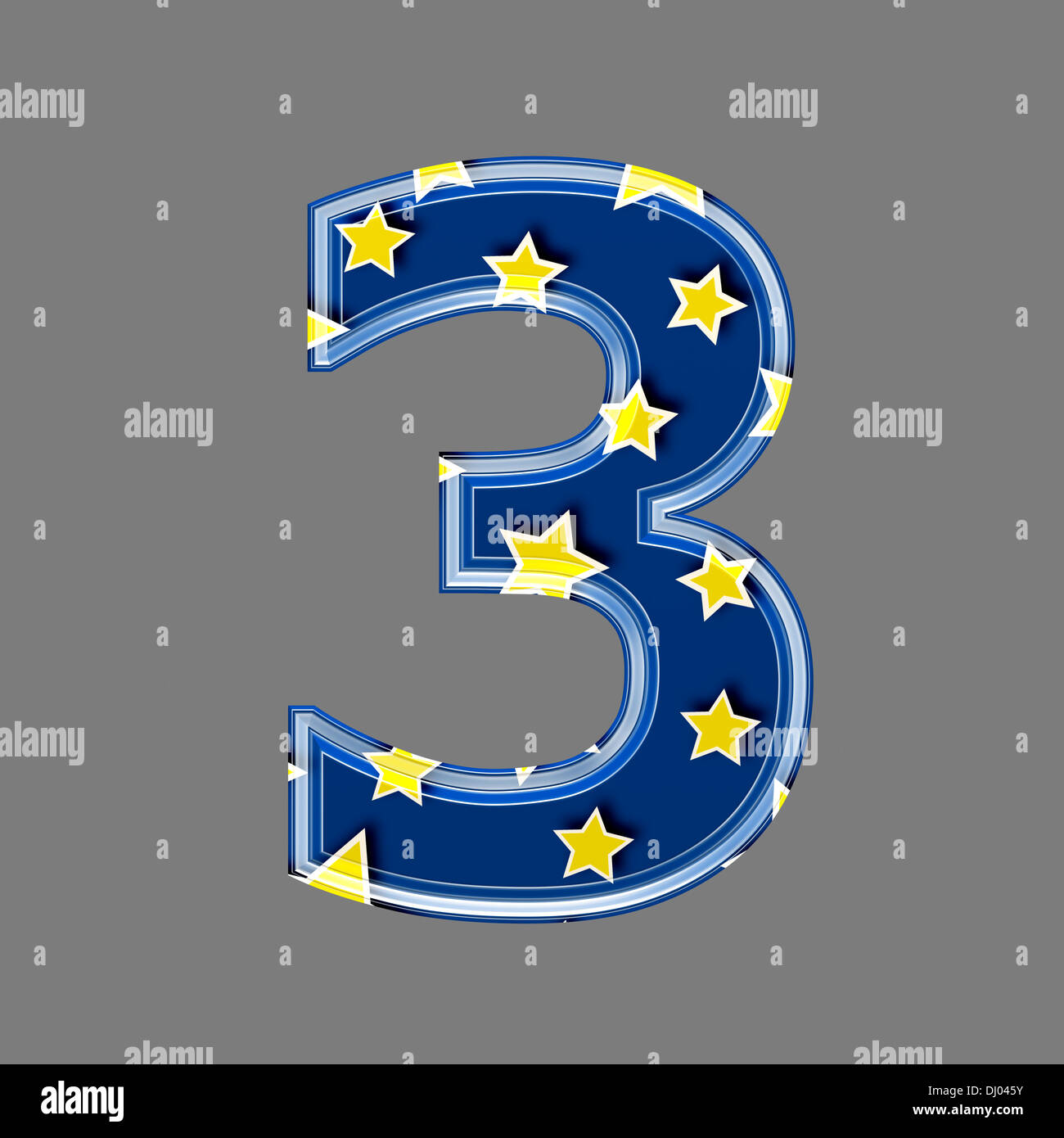 Three dimensional digit with star pattern - 3 Stock Photo - Alamy