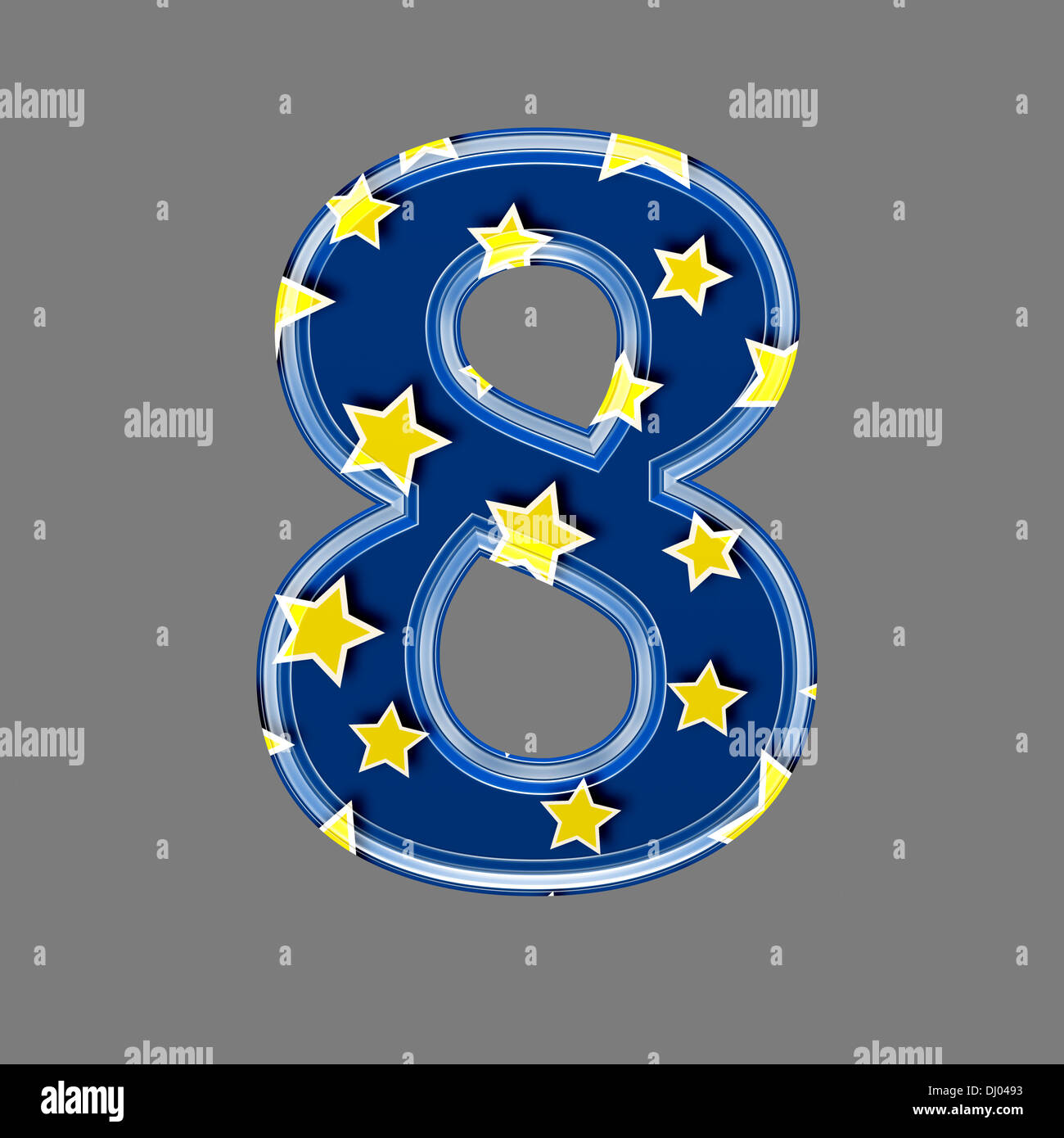 Three dimensional digit with star pattern - 8 Stock Photo - Alamy