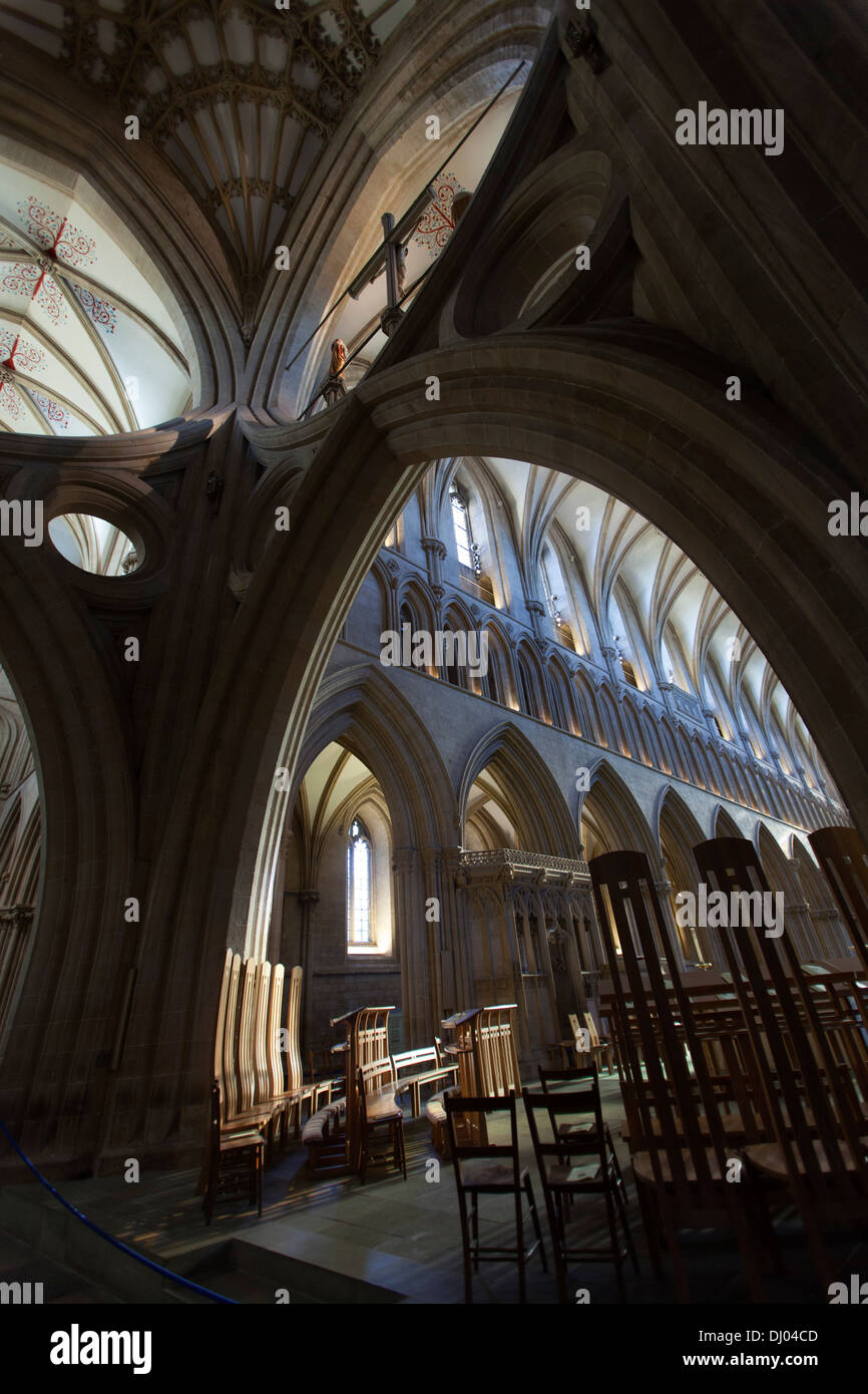 The strainer arches in the central tower of Wells Cathedral, Church of ...