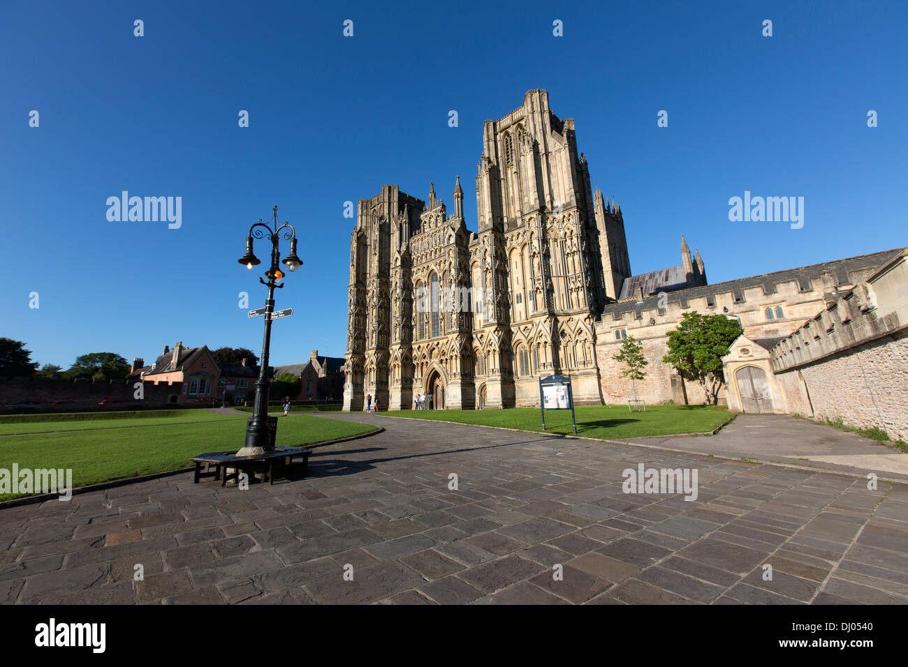 Wells Cathedral, west front, Church of England, Somerset Stock Photo ...