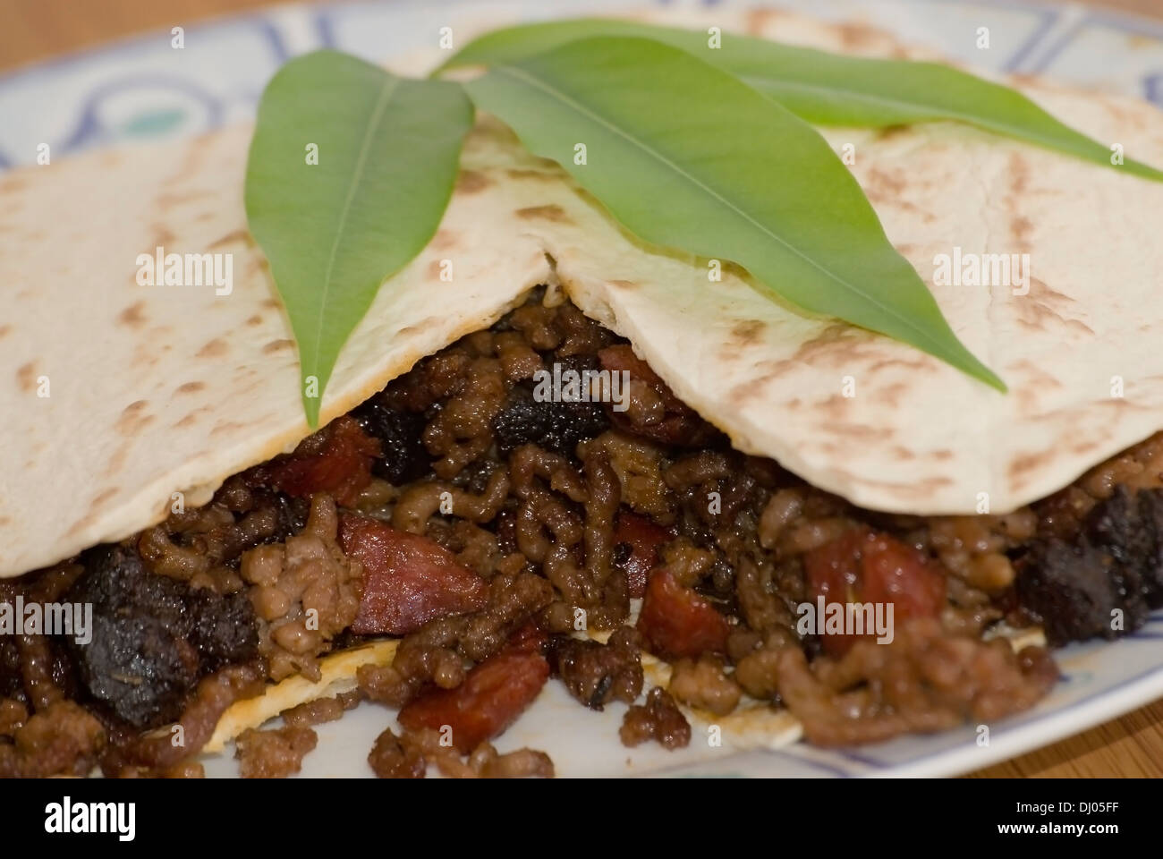 Meat pie on a wooden tray Stock Photo - Alamy