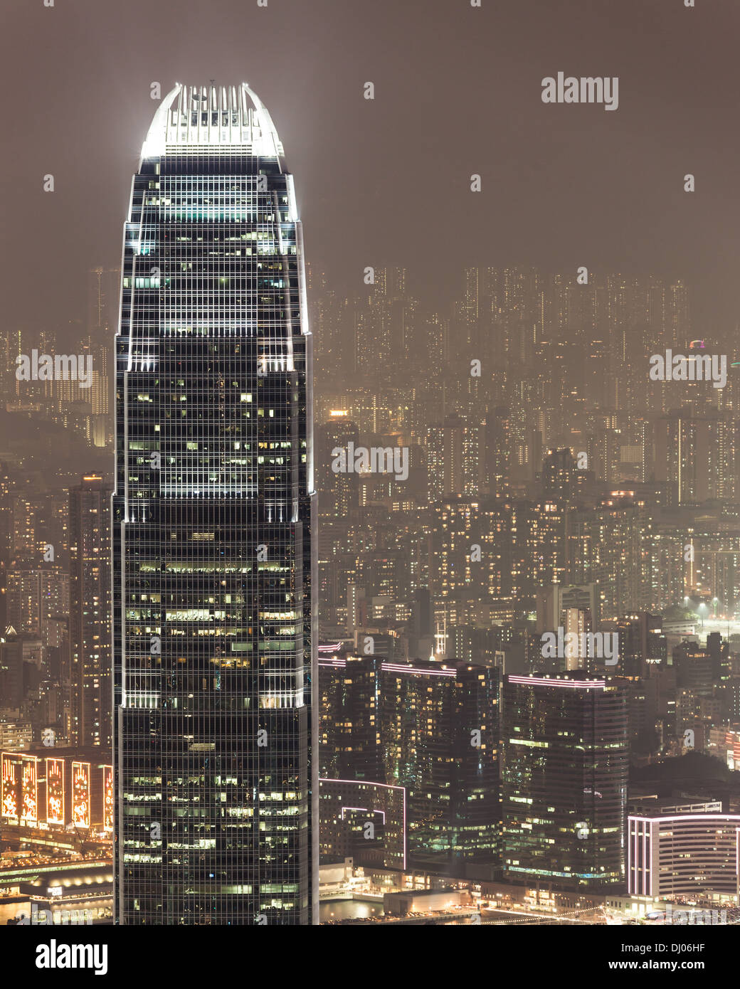 Aerial photo of IFC hong kong at night Stock Photo - Alamy
