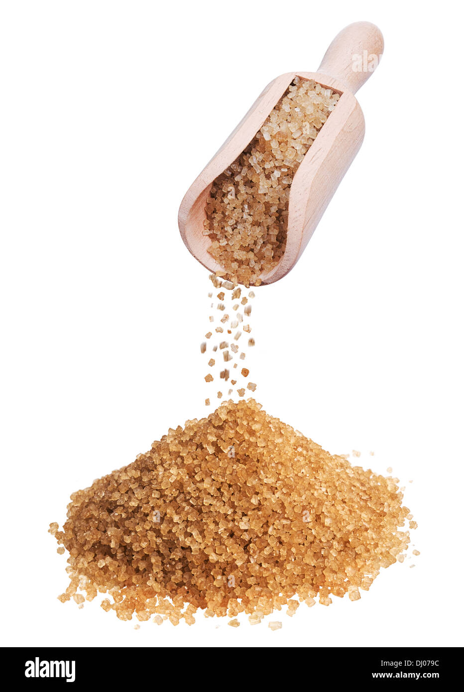 heap of brown sugar and wooden scoop on white background Stock Photo ...