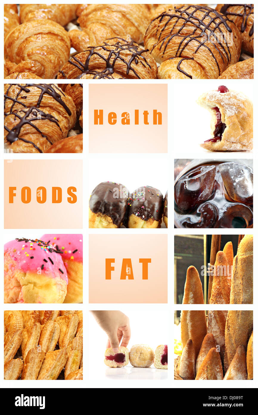 Mix Picture Junk food for Health in frame of background Stock Photo - Alamy