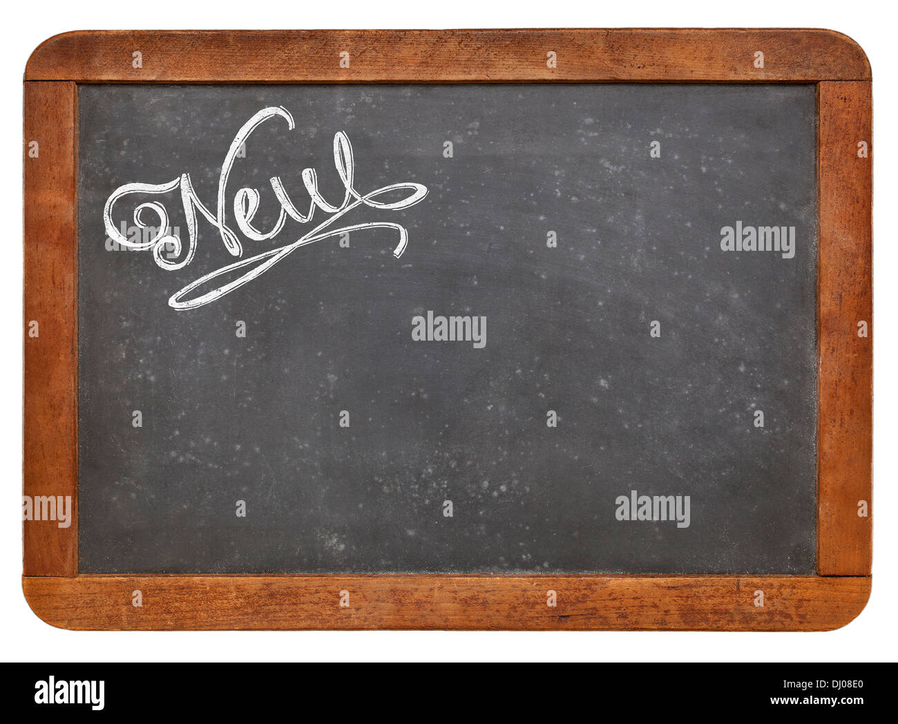 new word- white chalk text on a vintage slate blackboard Stock Photo ...