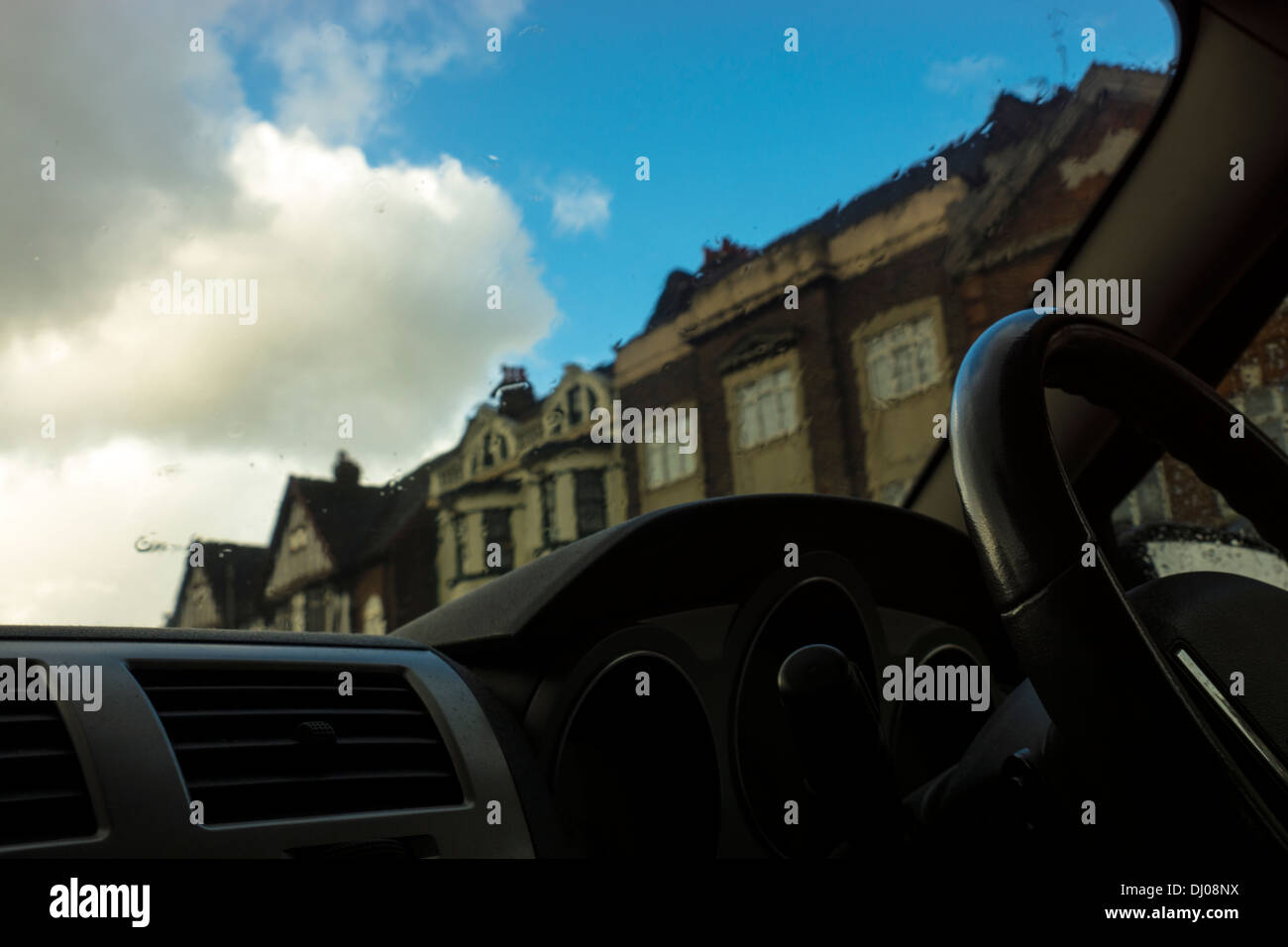 car dash board window view air vents wheel dodge Stock Photo - Alamy