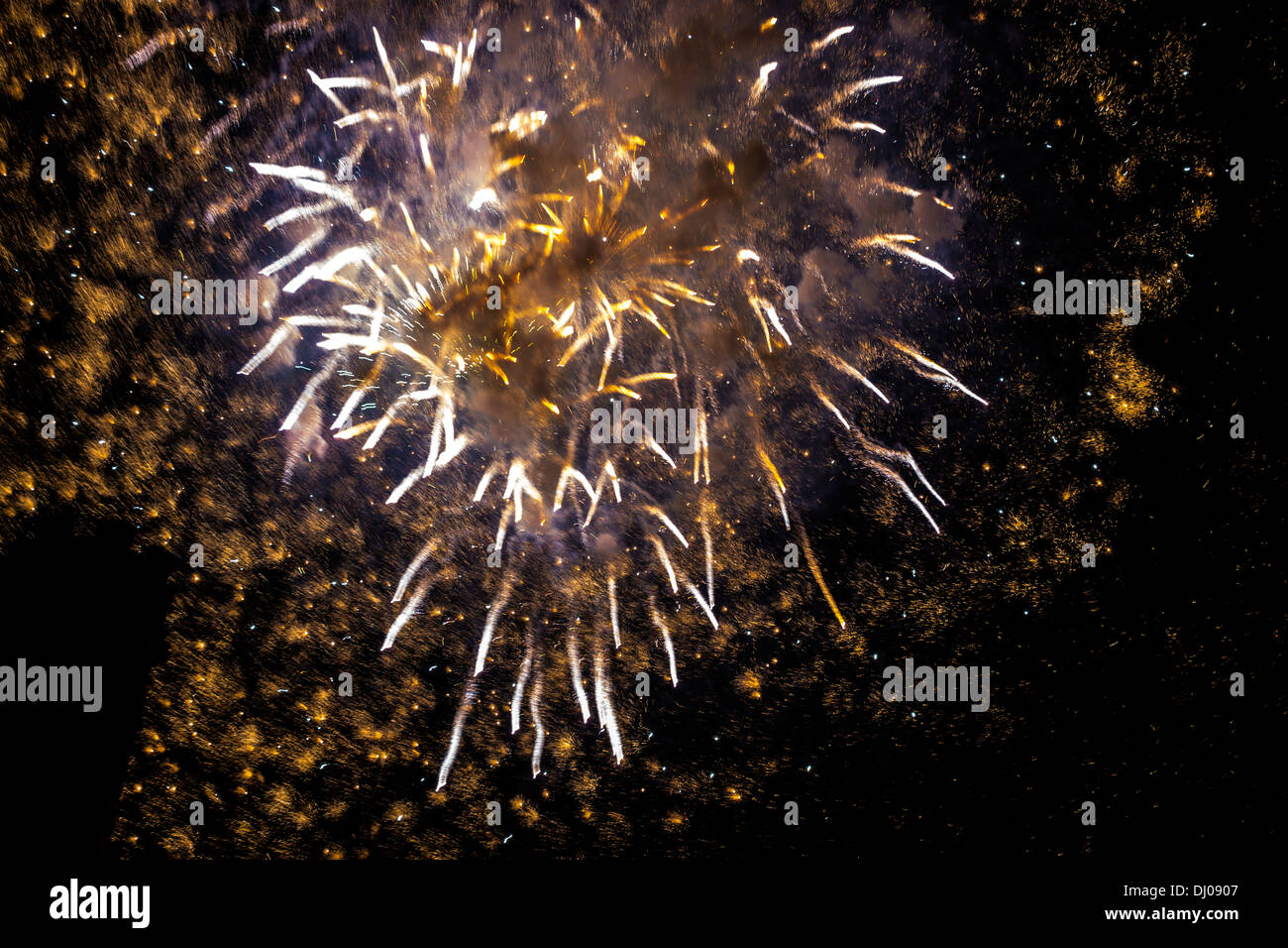 colorful fireworks exploding castle night sky Stock Photo - Alamy