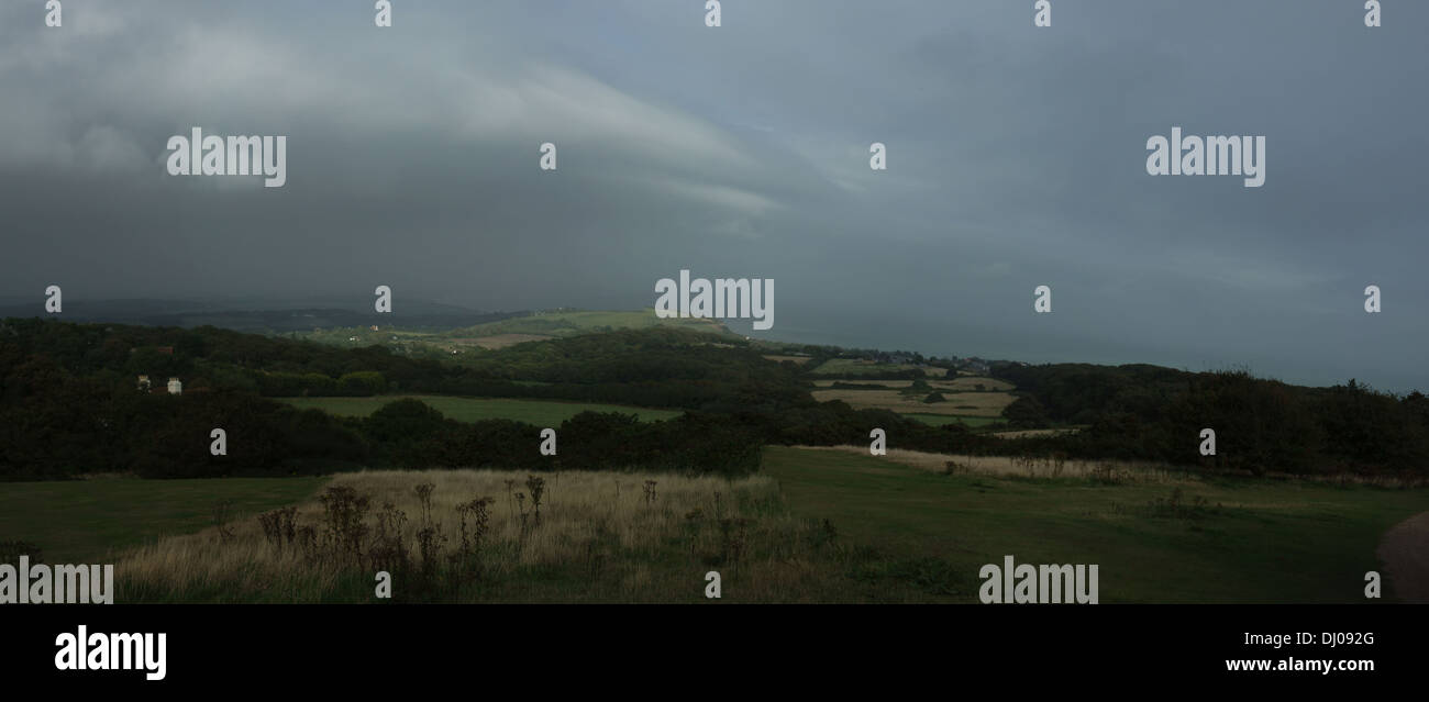 english channel country side fields Stormy sky Stock Photo - Alamy