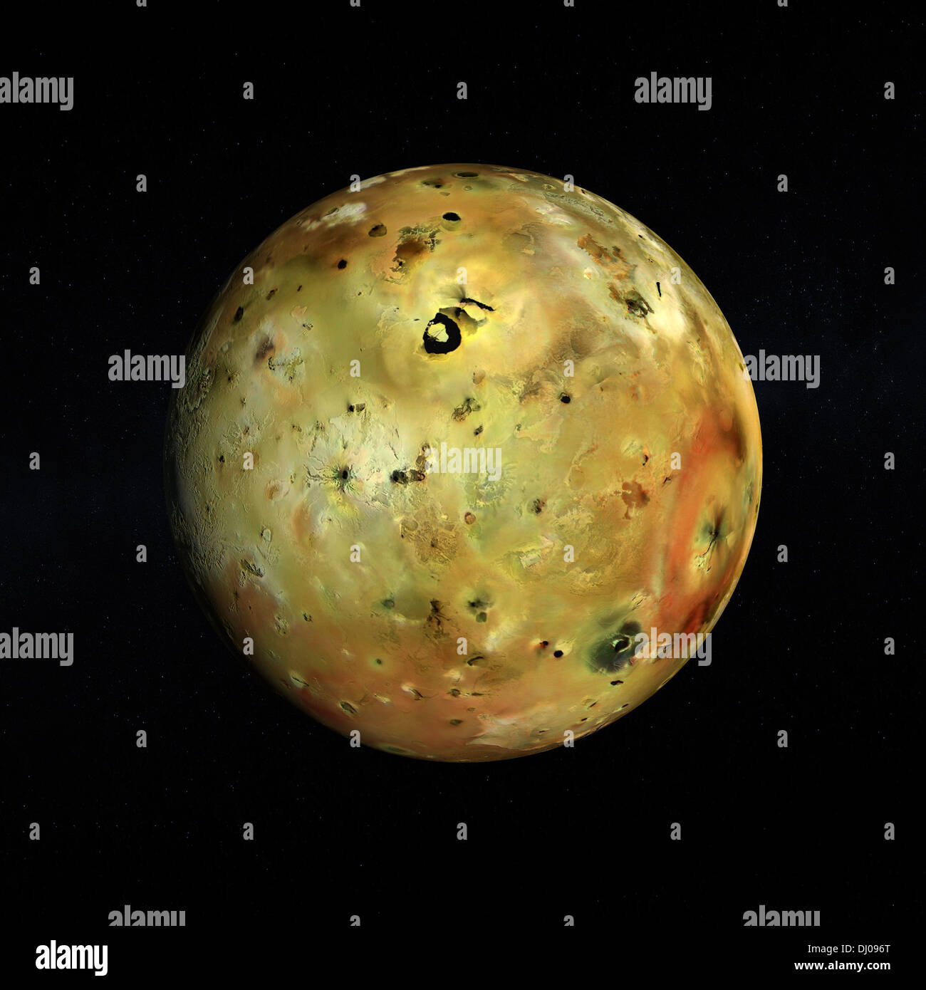 A rendered Image of the Jupiter Moon Io on a starry background Stock ...