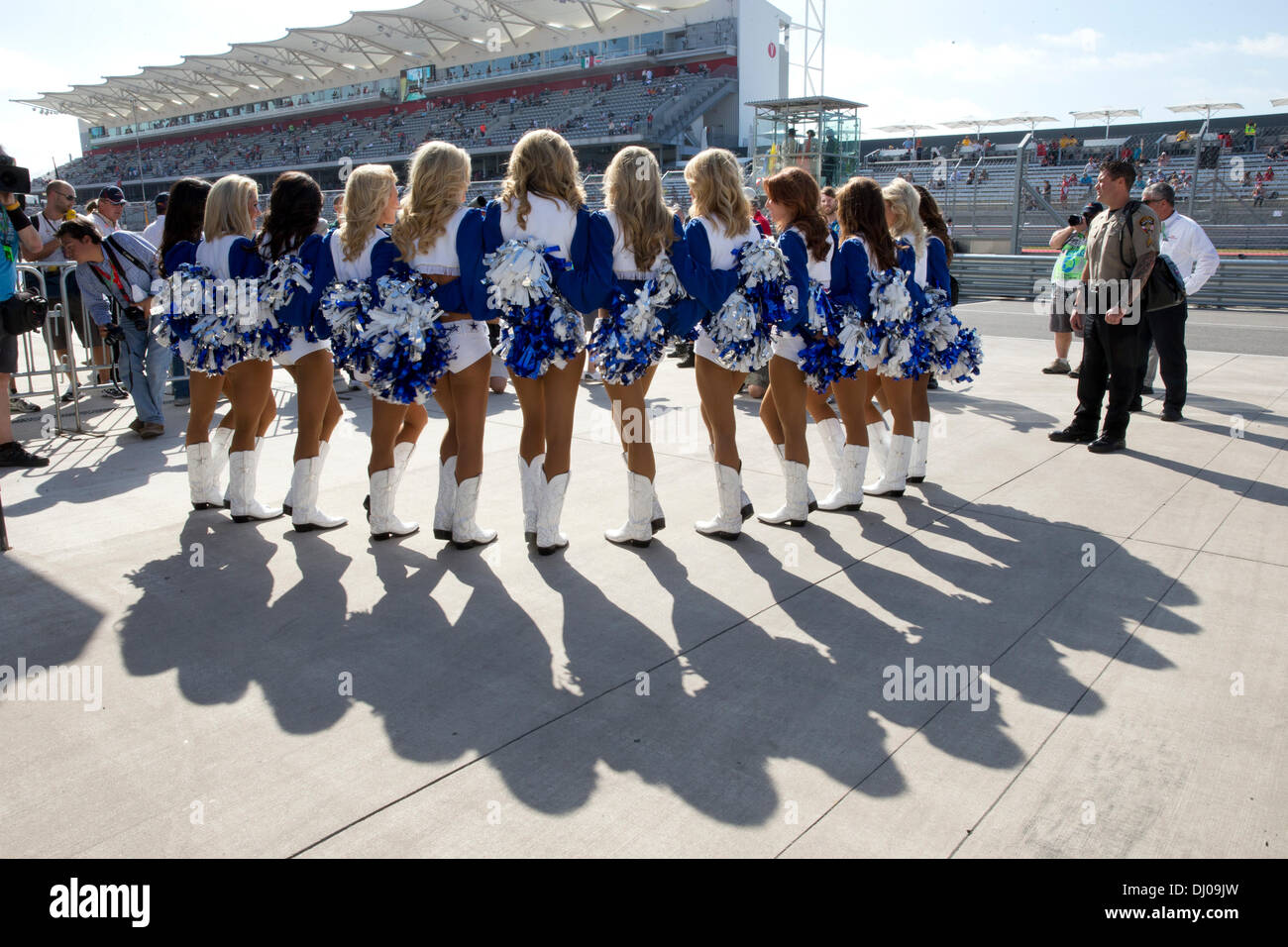 The Dallas Cowboys Cheerleaders pose before the Formula 1 U.S. Grand ...