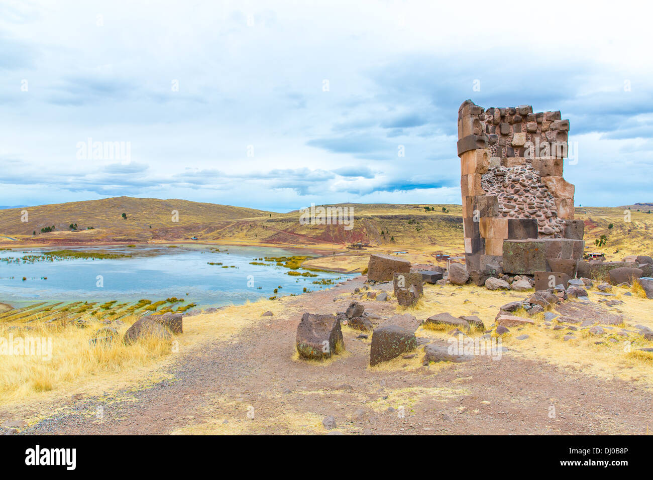 Funerary towers in Sillustani, Peru,South America- Inca prehistoric ...