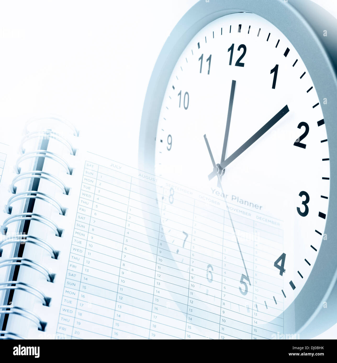 Clock and year planner Stock Photo - Alamy
