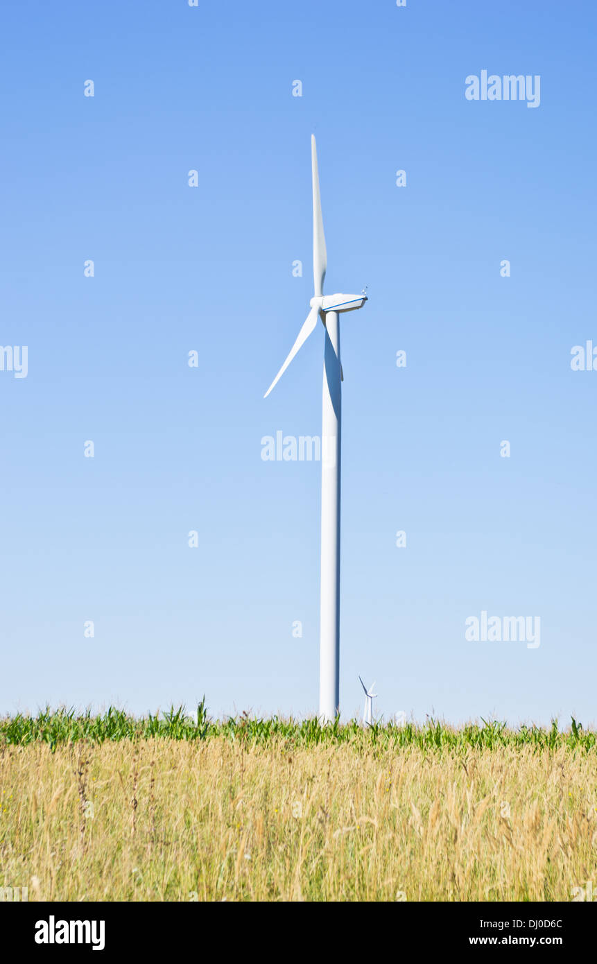 Modern windmills at flat land of Banat region Stock Photo - Alamy