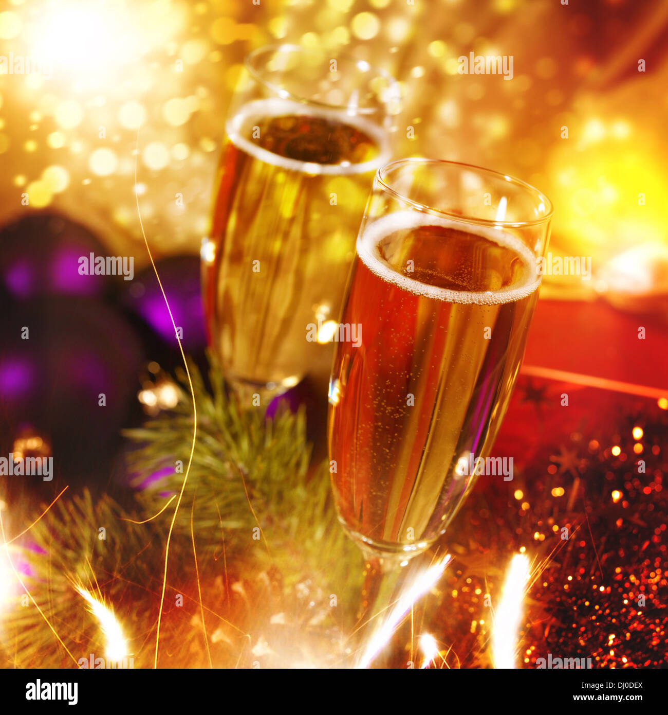 Christmas backgrounds with champaigne and garland for your design Stock ...