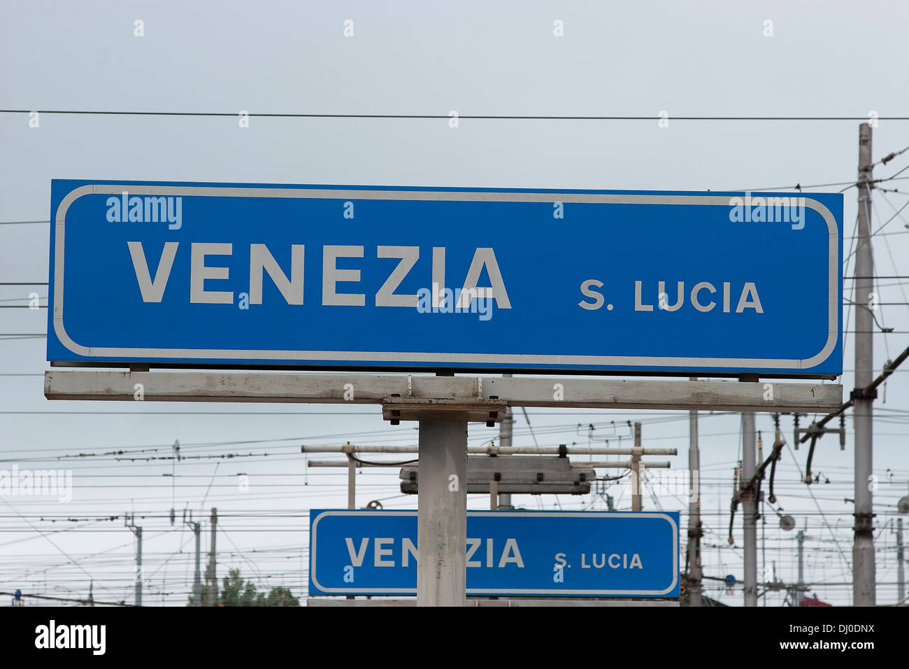 A train station platform sign for Venezia Santa Lucia Train Station ...