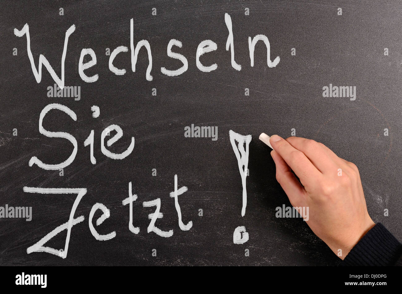 Hand writing with chalk on a blackboard Stock Photo - Alamy