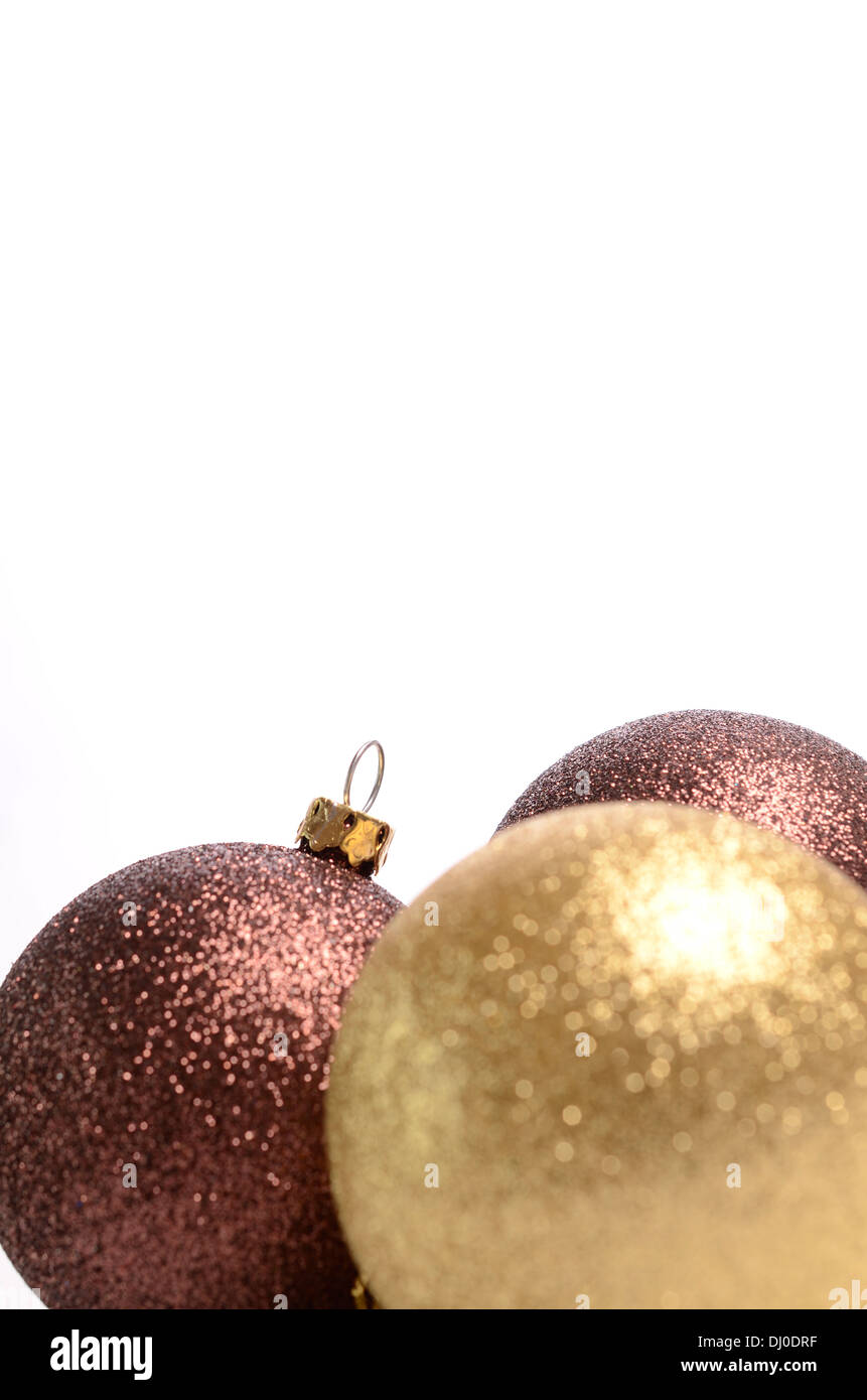 Christmas baubles on a white background with space for text Stock Photo ...